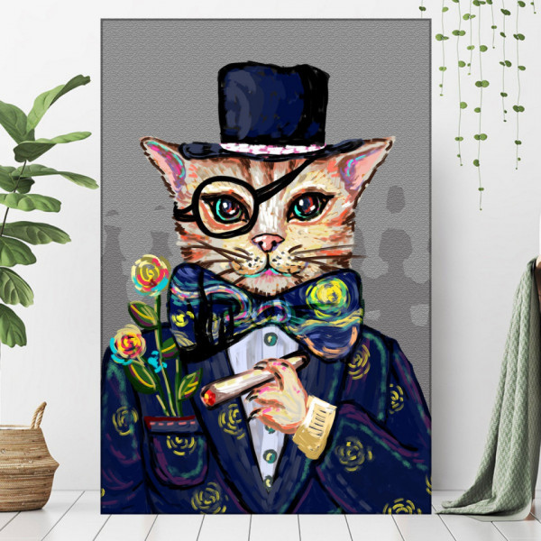 Tablou Canvas Pisoiul cu Papion si Tigara CAT72