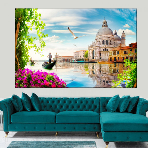 Tablou Plimbare cu Gondola pe langa Catedrala Santa Maria della Salute ...