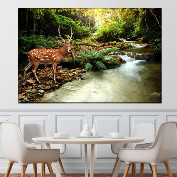 Tablou Cerb la Rau in Padure ASP88