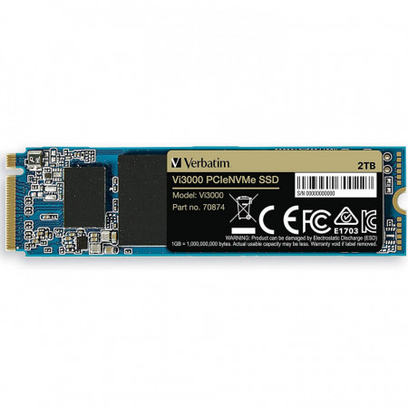 Solid State Drive (SSD) Verbatim Vi3000, 2TB, PCIe Gen.3 NVMe, M.2, Multicolor
