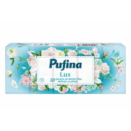 Servetele nazale Pufina Rose Lux, 3 straturi, 10 pachete, Alb
