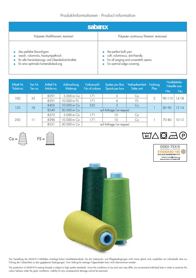 Ata SabaTex 10000 m - 120 Tex C73 - color