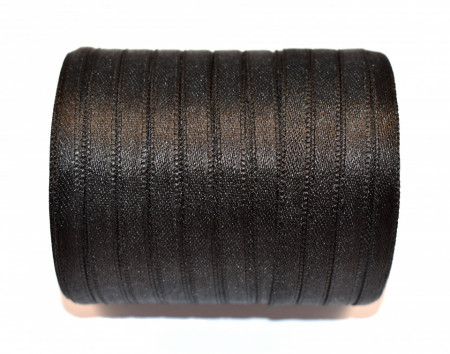 Panglica satin Trufa 6 mm - 100 m rola - negru