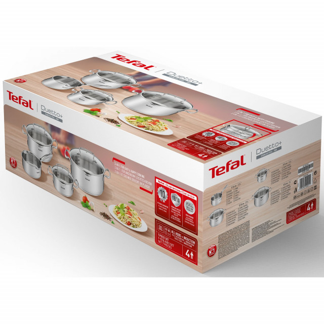Set de oale din inox Tefal Duetto, 7 piese, inductie, interior gradat
