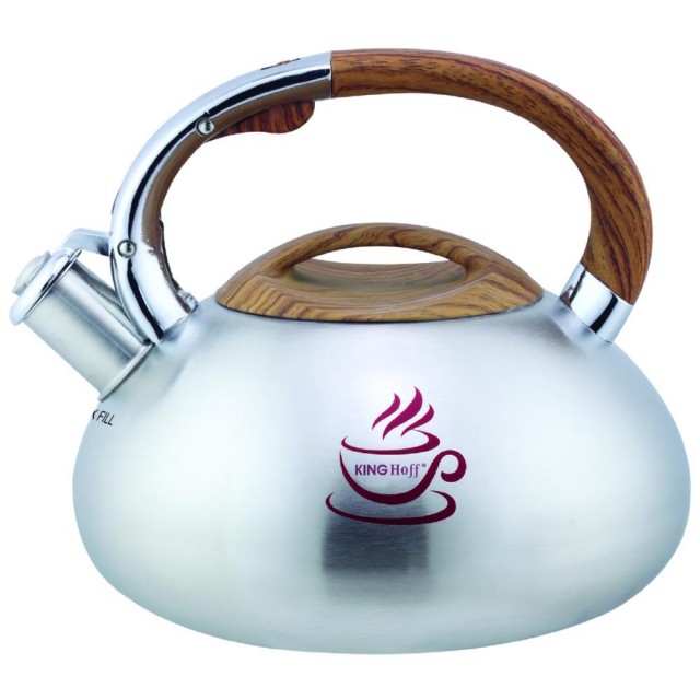 Ceainic din inox cu fluier KingHoff, capacitate 3 litri, inductie ...