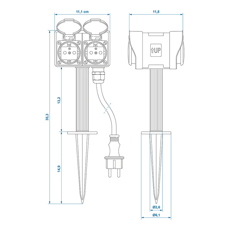 Priza multipla pentru exterior, protectie IP44, 2 posturi