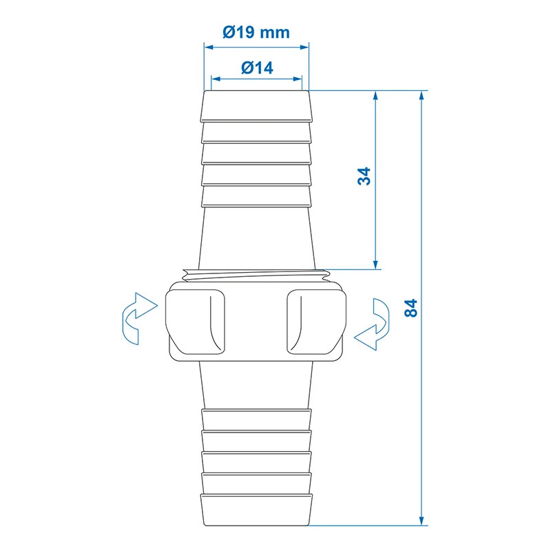 Stut conector cu filet pentru furtun instalatie apa rulote, diametre ...
