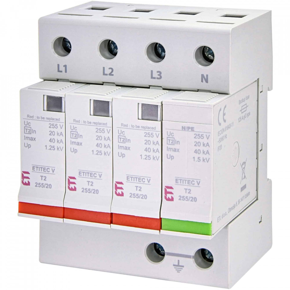 Descarcator supratensiune ETITEC V T2 255/20 3+1 400V ETI