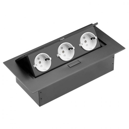 Priza turn incastrabila in blat, 3 prize schuko + 2 USB 5V 2.1A ...