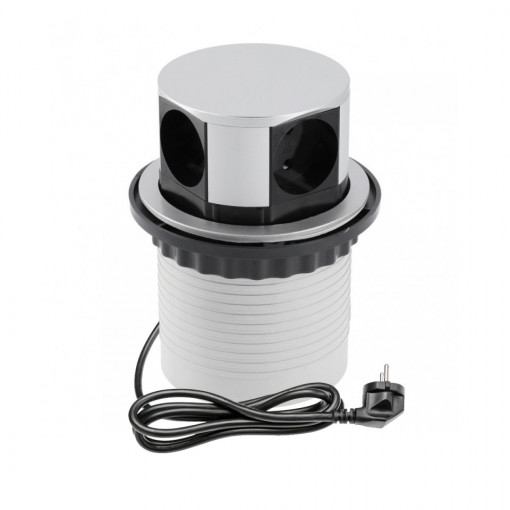 Priza turn incastrabila in blat, 3 prize schuko + 2 USB 5V 2.1A ...