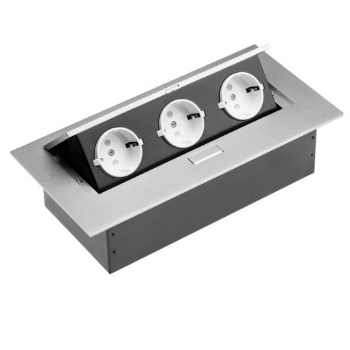 Priza turn incastrabila in blat, 3 prize schuko + 2 USB 5V 2.1A ...