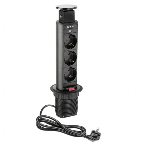 Priza turn incastrabila in blat, 3 prize schuko + 2 USB 5V 2.1A ...