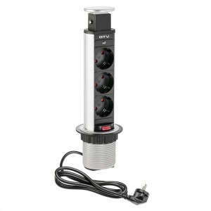 Priza turn incastrabila in blat, 3 prize schuko + 2 USB 5V 2.1A ...