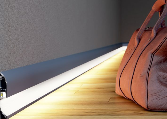 Profil aluminiu plintă Skirt10, Aluminiu anodizat, lungime 2m