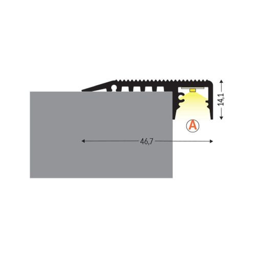 Profil LED de trepte UP-MINI 10, aluminiu anodizat, lungime 2m