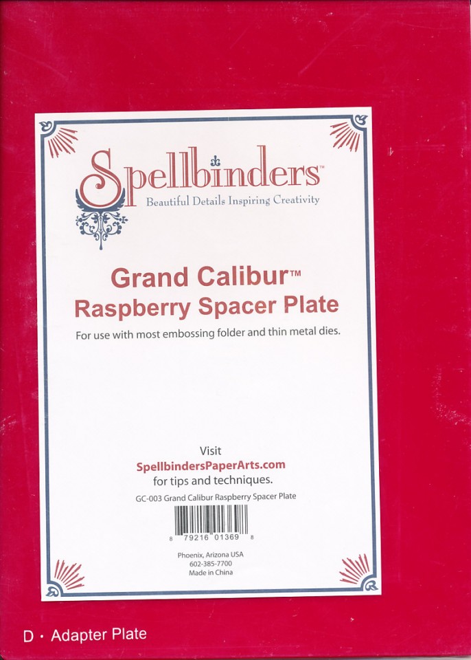 Spellbinders Calibur Raspberry Spacer Plate GC-003 (Locatie: 1RN4 )