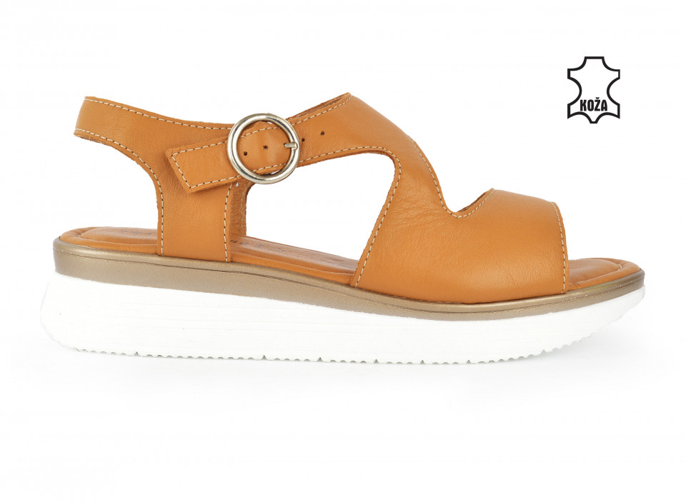 Kožne ženske sandale na platformu D-902BR braon