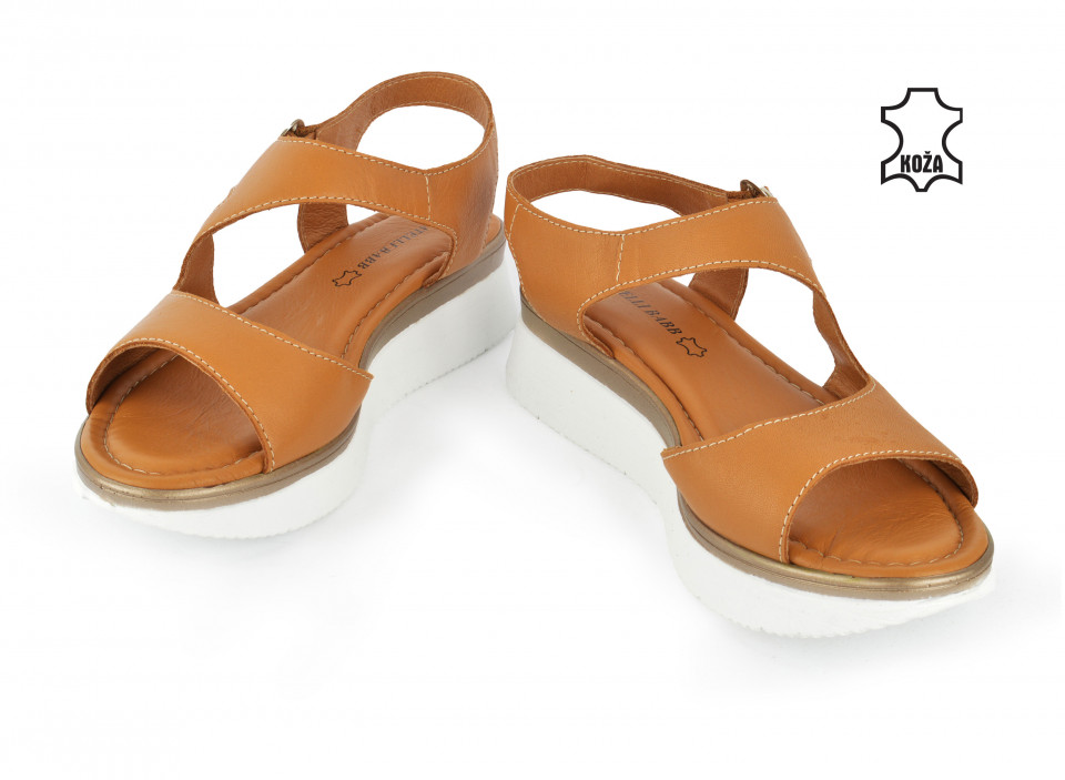 Kožne ženske sandale na platformu D-902BR braon