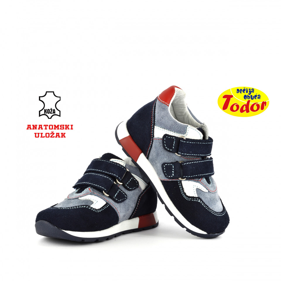 Kožne dečije cipele 529 sa anatomskim uloškom plave