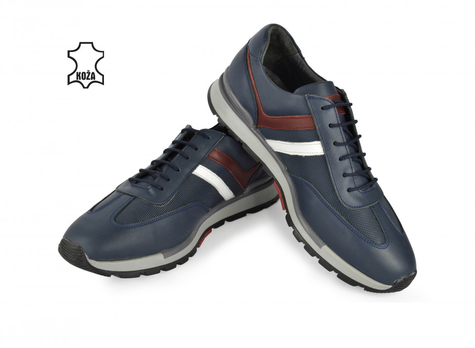 Kožne muške patike 619048TT sa memorijskim uloškom teget