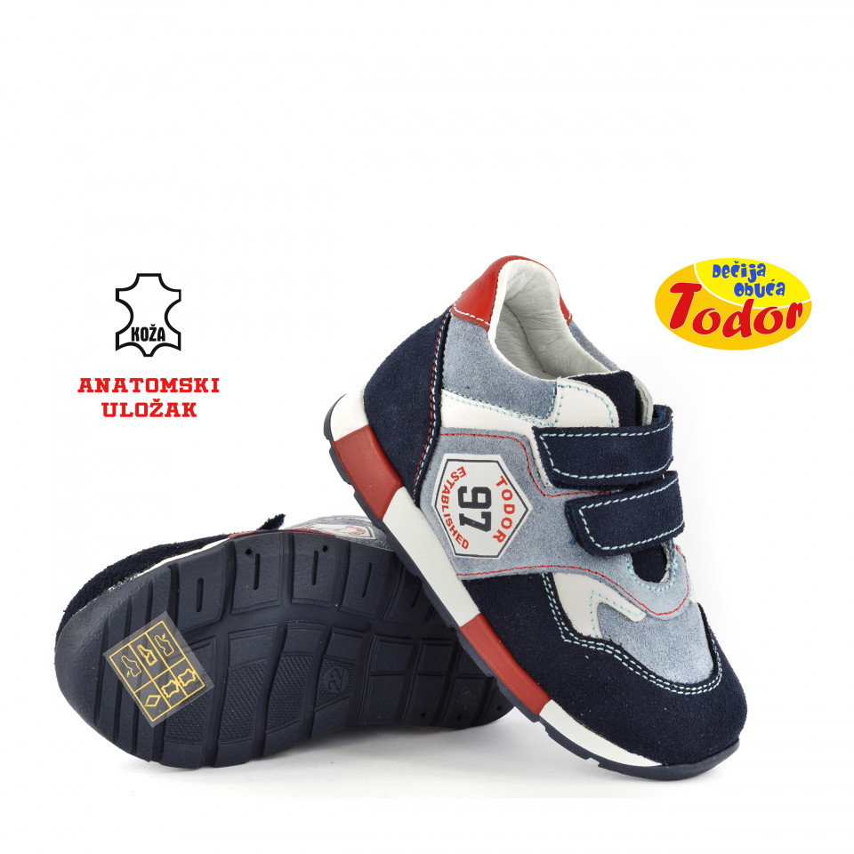 Kožne dečije cipele 529 sa anatomskim uloškom plave
