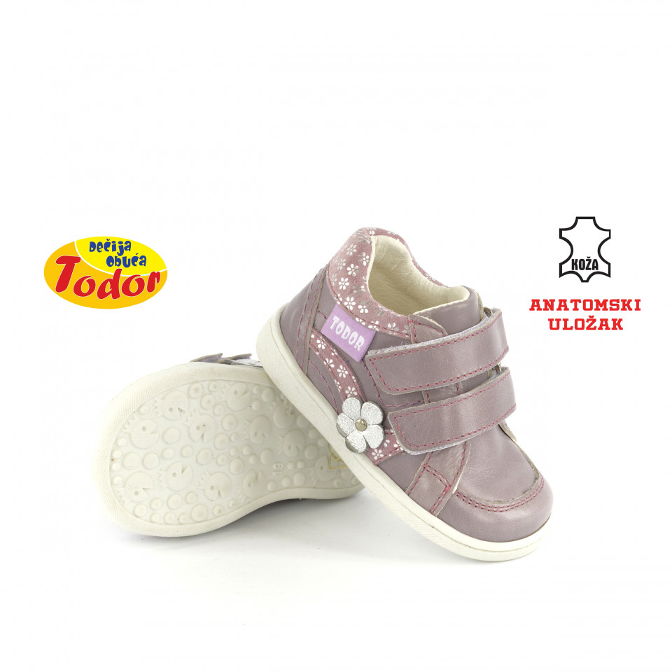 Kožne dečije cipele 474-L sa anatomskim uloškom ljubičaste