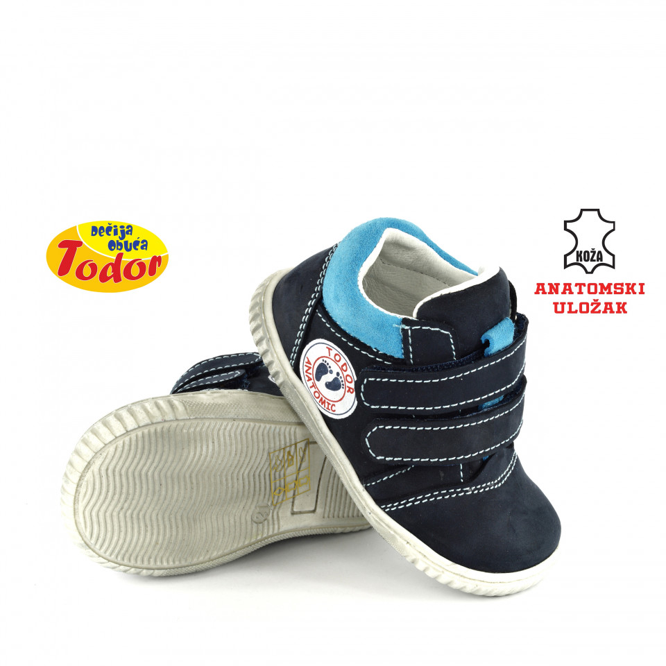 Kožne dečije cipele 523-T sa anatomskim uloškom teget