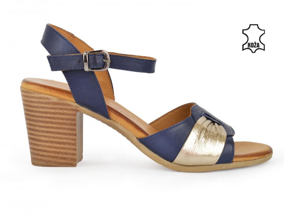 Kožne ženske sandale na štiklu 72.1907TT teget