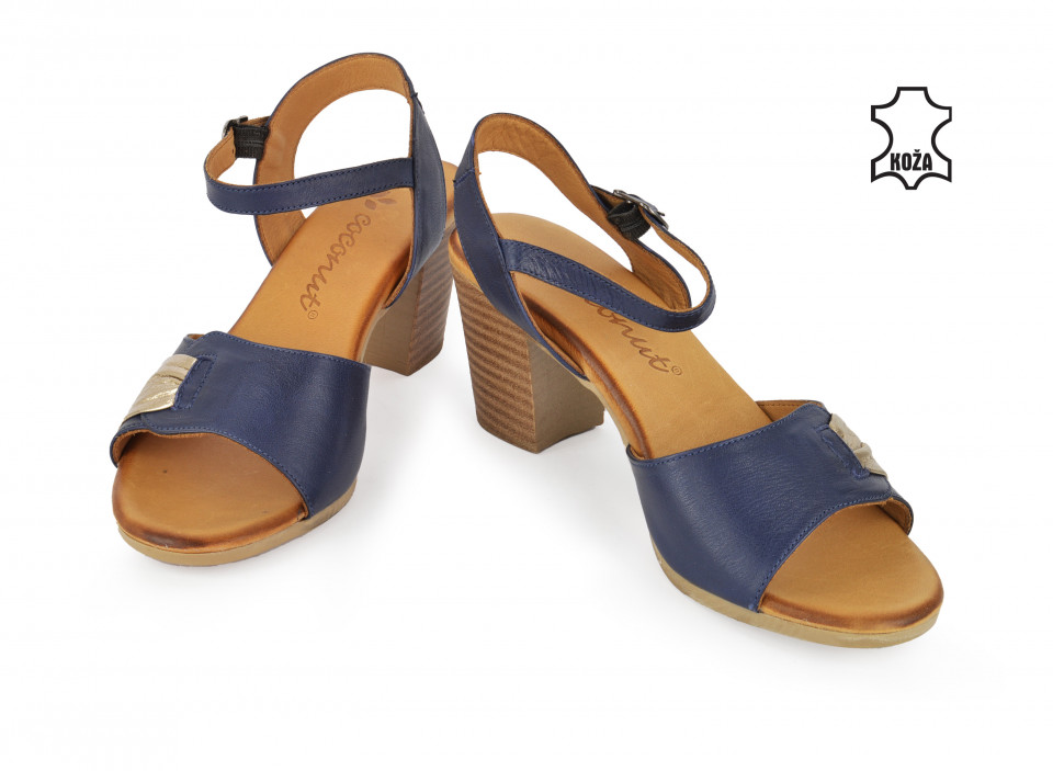 Kožne ženske sandale na štiklu 72.1907TT teget