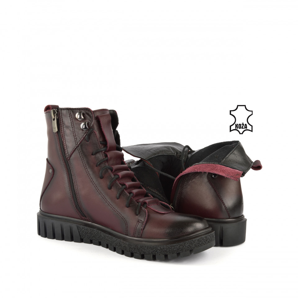 Kožne ženske duboke cipele S8300BD bordo
