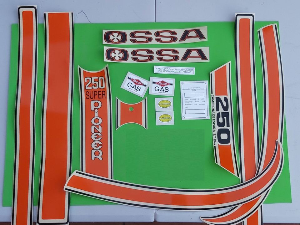 OSSA SUPER PIONEER 250 SET DECALS NEW OSSA MOUNTAINEER STICKERS KIT