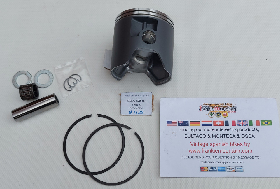 PISTON OSSA 250cc 2 TRANSFER PISTON OSSA 250cc KIT PISTON OSSA 72.50