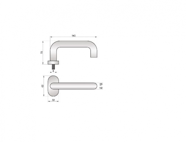 Set de clante din inox tubular rozeta ovala