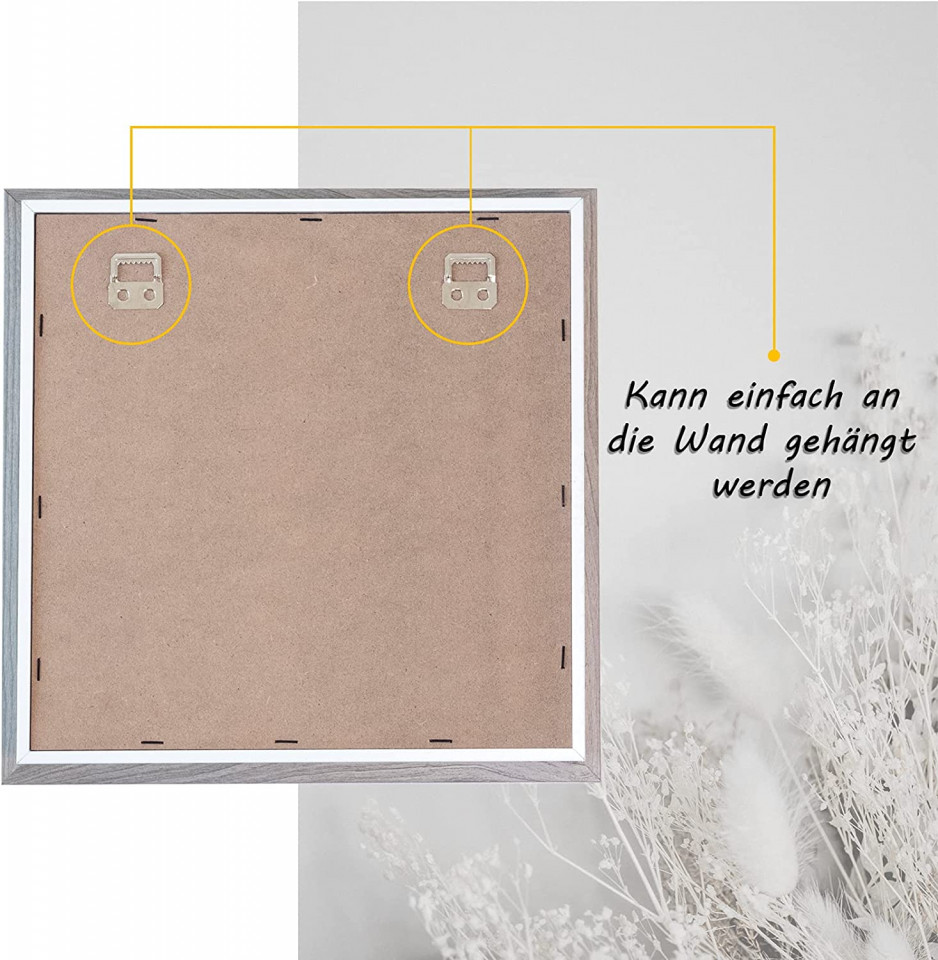 Rama foto cu usa Muzilife, sticla/MDF, alb/maro, 30,4 x 30,4 x 4,8 cm ...