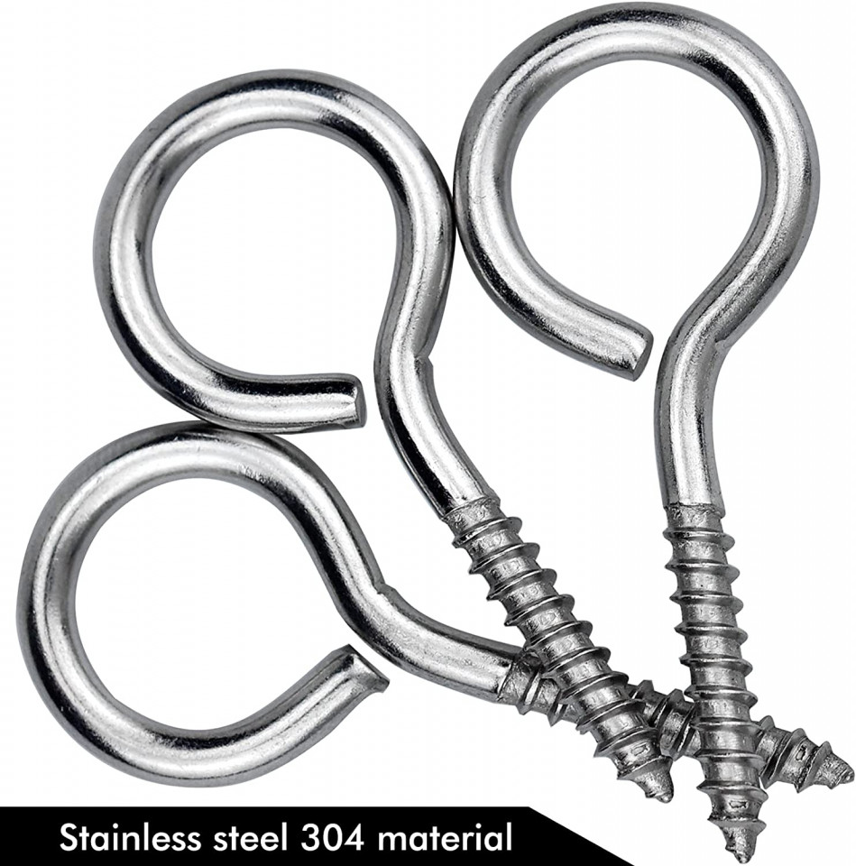 Set de 10 suruburi cu filet Cutefly, otel inoxidabil, argintiu, 50 x 21 ...