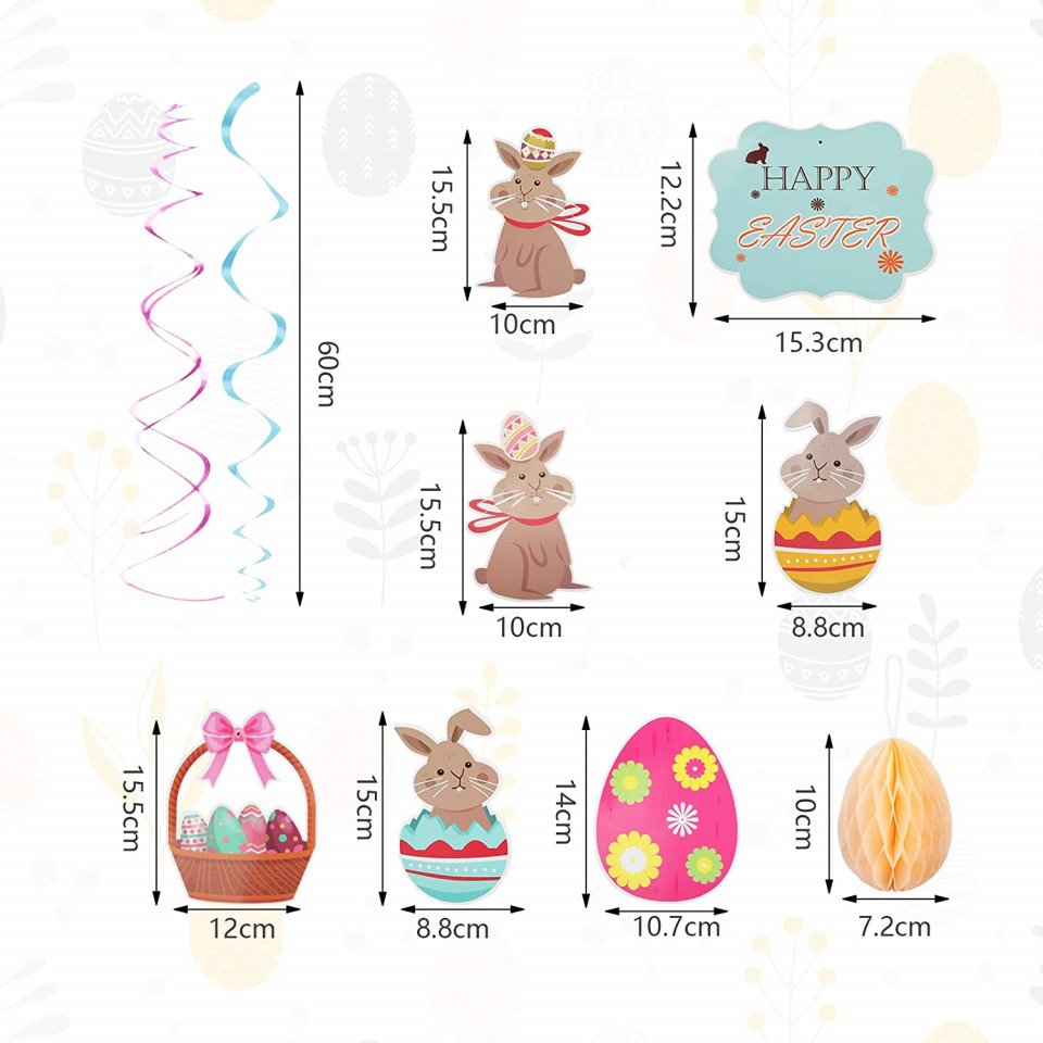 Set decoratiuni pentru Paste LANMOK, 23 piese, hartie/plastic, multicolor - Chilipirul Zilei