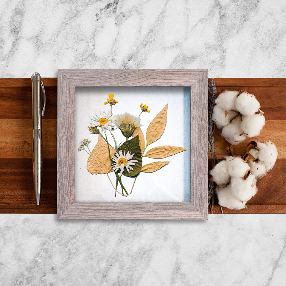 Rama foto cu usa Muzilife, sticla/MDF, alb/maro, 30,4 x 30,4 x 4,8 cm ...