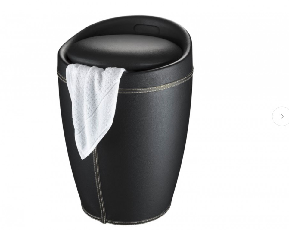 Scaun tip taburet Candy cu capac plastic/piele sintetica, negru ...