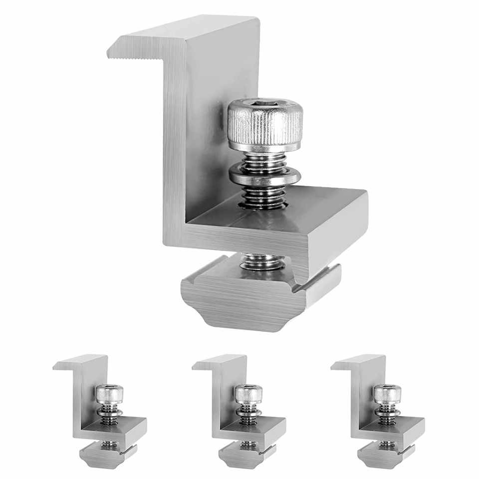 Set de 4 cleme pentru panou solar VABNEER, aluminiu, argintiu, 35 x 35 ...
