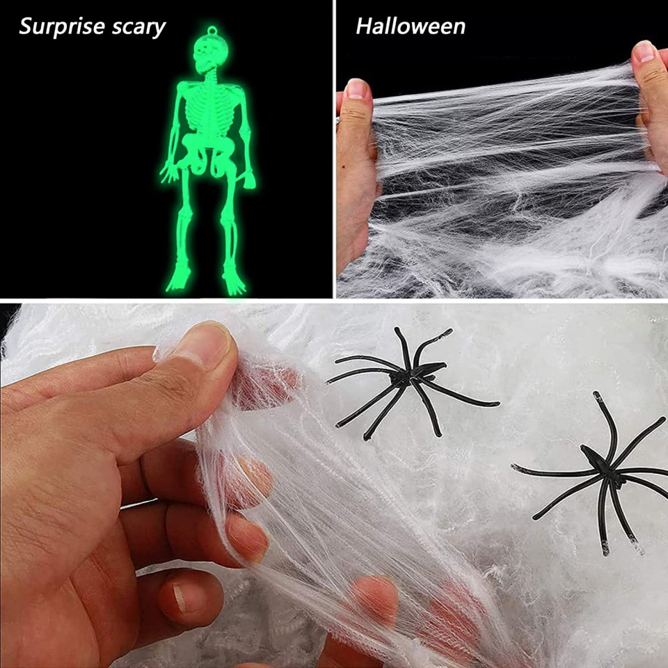 Set de panza de paianjen cu 60 de paianjeni falsi si 3 schelete ...