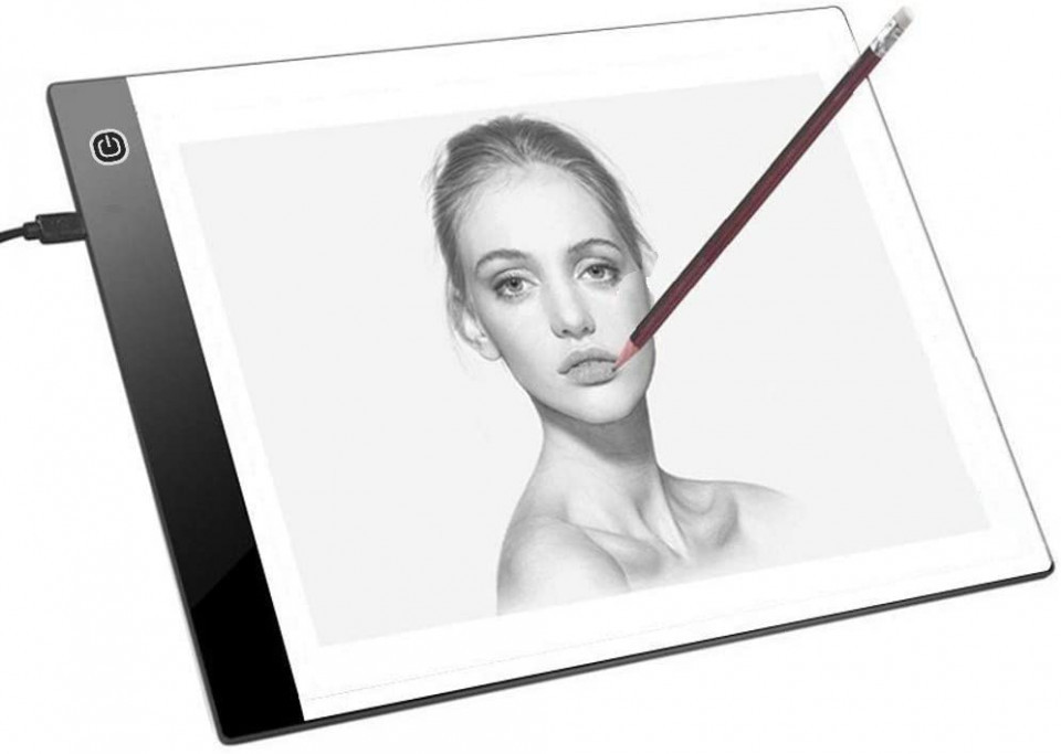 Plansa de desen JZK, iluminata LED, plastic, alb/negru, 33,5 x 23,3 cm ...