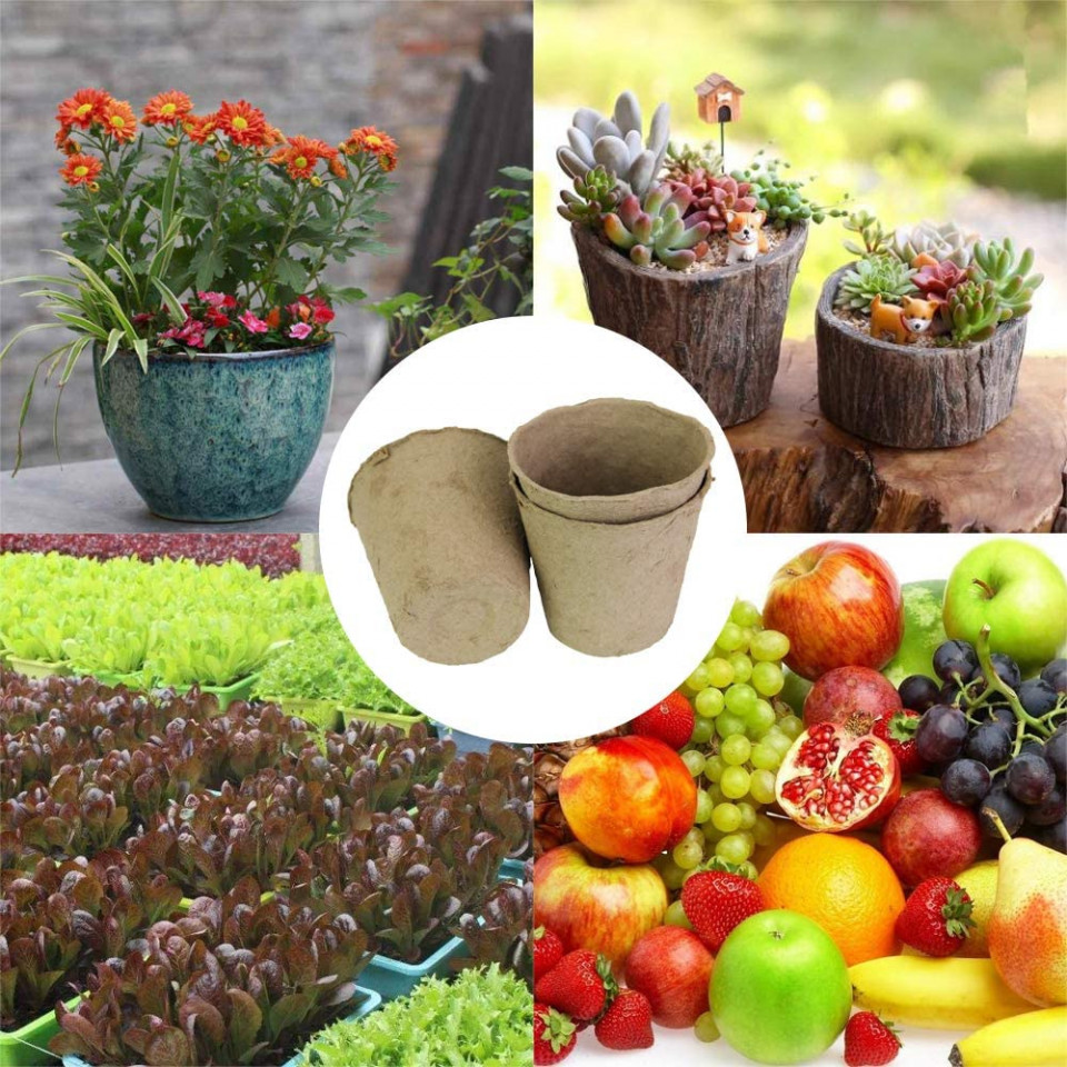 Set de 100 ghivece si 100 etichete pentru rasaduri DECARETA, plastic ...