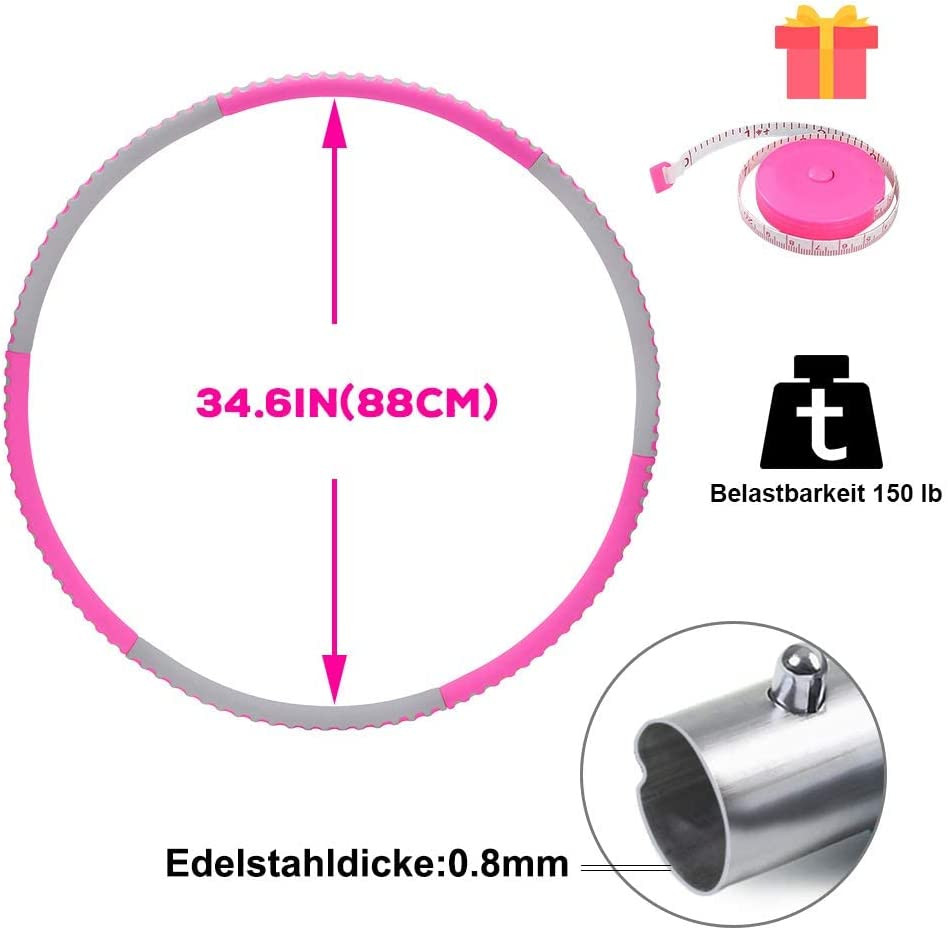 Cerc pentru fitness/masaj Bify, metal/spuma, gri/roz, 88 cm ...