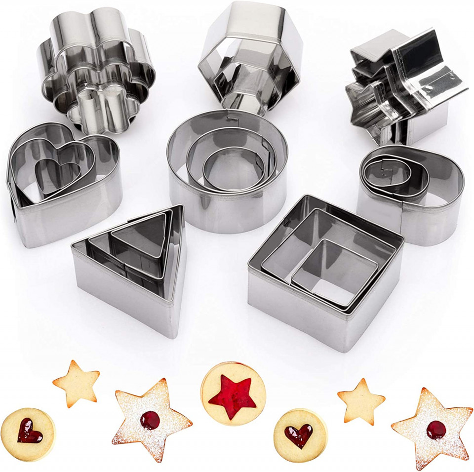 Set de 24 forme pentru prajituri Sinwind, otel inoxidabil, argintiu, 1 ...