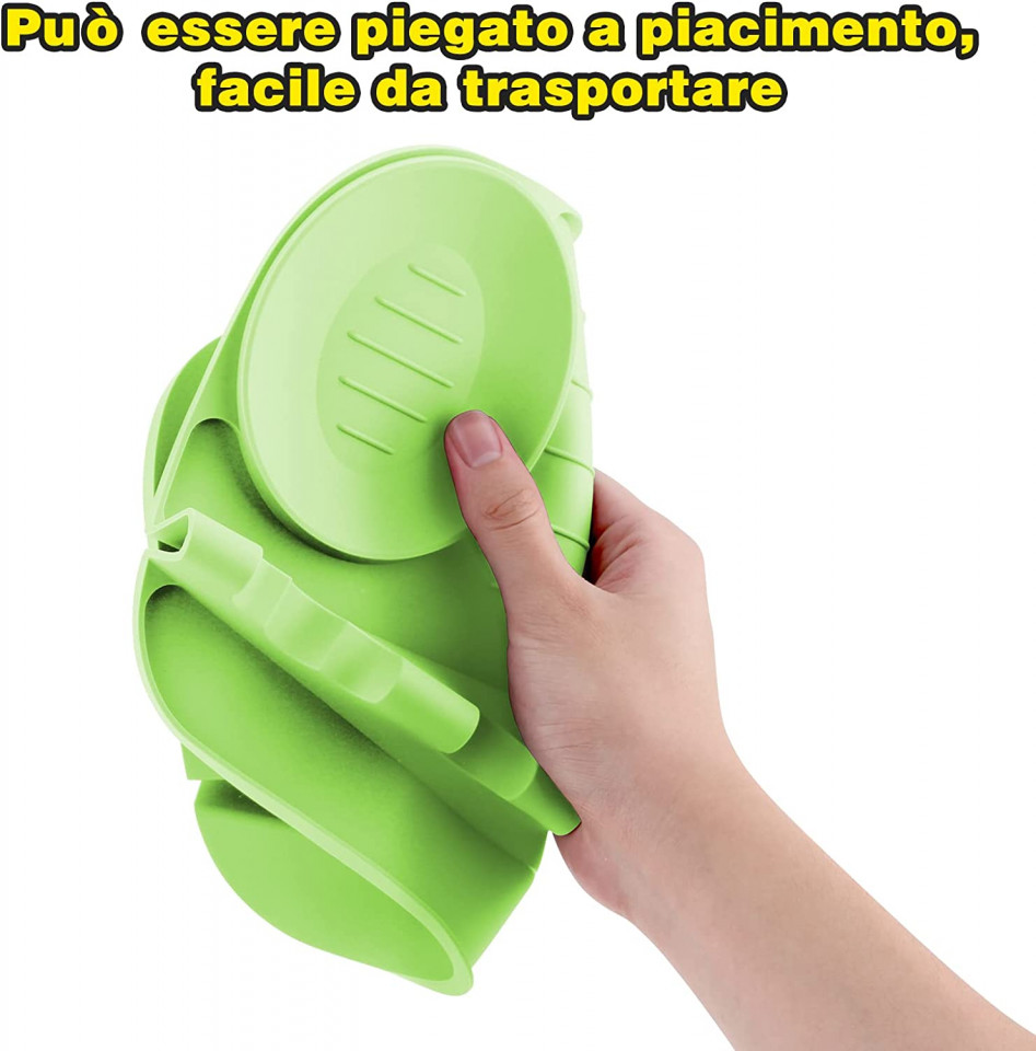 Suport anti-picurare pentru 4 ustensile de gatit Ossky, silicon, verde ...