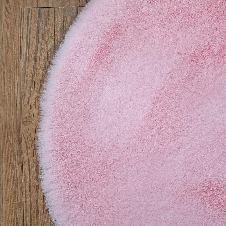 Covor Yihaic, poliester/blana, roz, 60 cm - Chilipirul Zilei