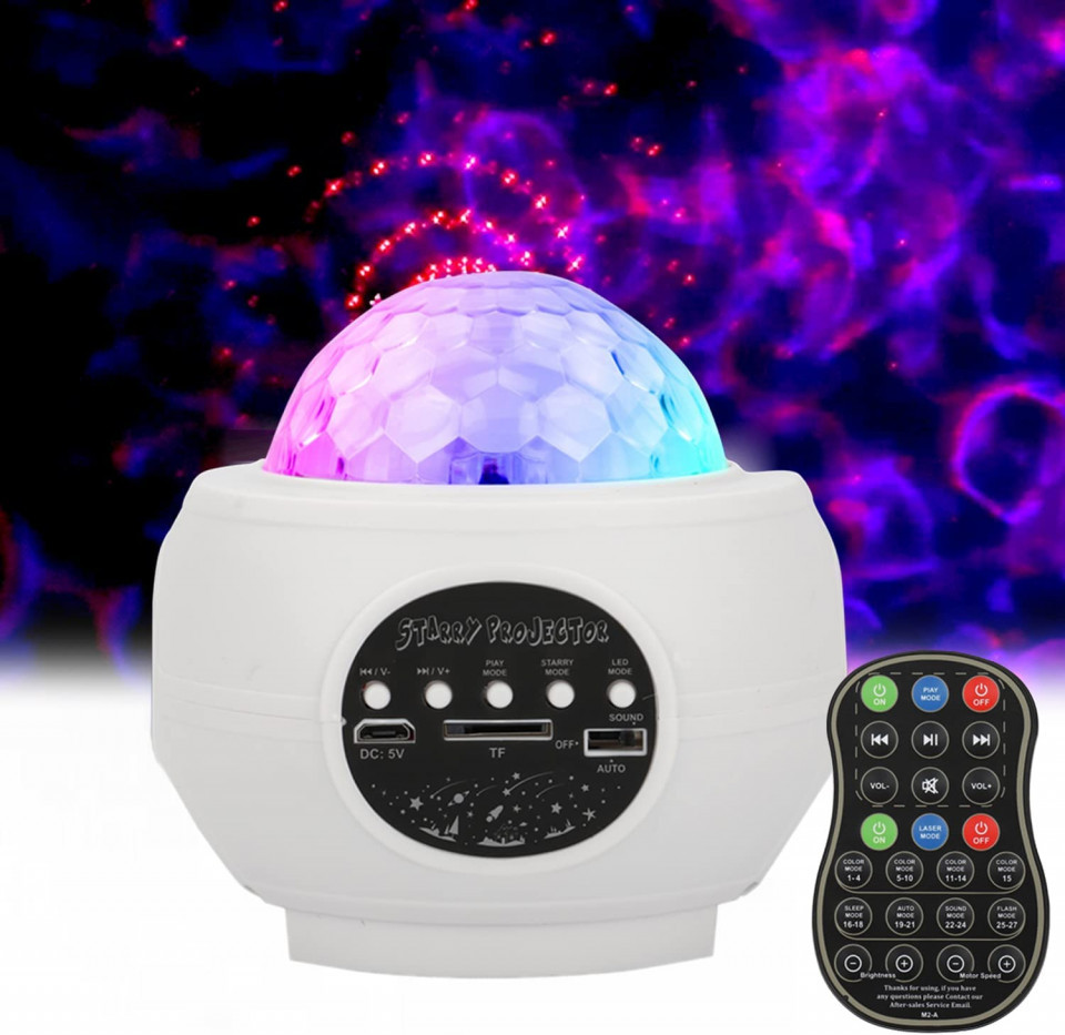 Proiector UKing, LED, RGB, cu difuzor, plastic, alb - Chilipirul Zilei