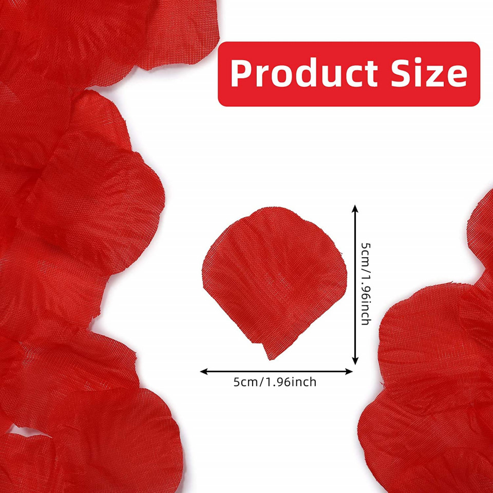 Set de 1000 petale de trandafir cu sir LED Sumind, textil, rosu, 5 x 5 ...