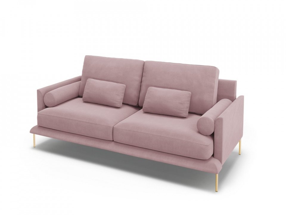 Canapea Christophe, catifea, roz, 3 locuri, 194 x 102 x 90 cm ...