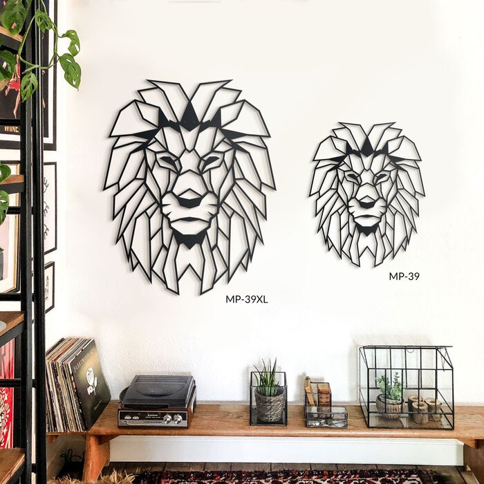 Decor de perete „Cap de leu”, negru, 51 x 40 cm - Chilipirul Zilei